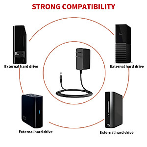 MEROM 12V Power Supply Adapter Compatible with Seagate, WD Western Digital My Book External Hard Drive Charger Cord WD5000H1U-00 - US Plug