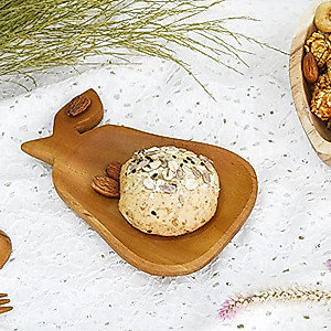 Cute Fruity Pear Carved Teak Wood Snack Plate | Wooden Fruit Platter Tray Home Décor | Kitchen Living Room Modern Home Decoration