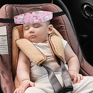 2 Pcs Baby Car Seat Neck Relief and Head Support,Silence Shopping Car Seat Head Band Strap Headrest,Stroller Car Seat Sleeping Head Support for Toddler Child Children Kids Infant (Unicorn)