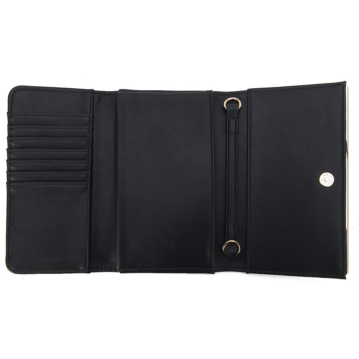 lola mae Wallet Clutch for Women with Phone Holder, Cellphone Purse with strap Fold-Over Crossbody bag (BLACK)