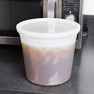 VeZee 168 oz & 5.25 Qt. Translucent Round Deli Container with Lids, A Perfect For Meal Prep Soup, Ice Cream, Freezer, Dishwasher And Microwave Safe:10 Sets