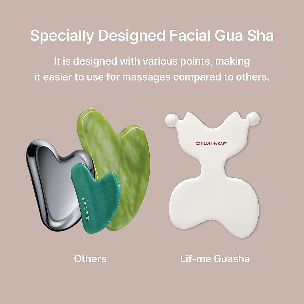 MEDITHERAPY LIF-me Guasha,Ceramic Gua Sha,Face Massage Tool, Facial Guasha, Guasha Board, Face Lift, Muscle Relief