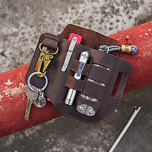 VIPERADE PJ13 Leather Multitool Sheath for Belt, Leather EDC Belt Organizer for Multitools, Flashlight, Pen, Leather Sheath for Belt, Multitool and Flashlight Holster
