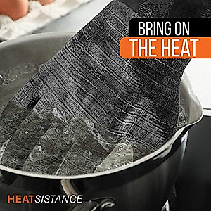 Grilling Gloves Heat Resistant BBQ Gloves - Heat Resistant Gloves for Cooking - Long Sleeve BBQ Gloves for Smoker - Textured BBQ Grill Gloves Easily Handle Hot Food - 14 Inch Extra Large Oven Gloves