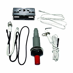 Set of Brinkmann Push Button Ignitor and Adjustable Universal Replacement BBQ Grill Oblong Tube Burner