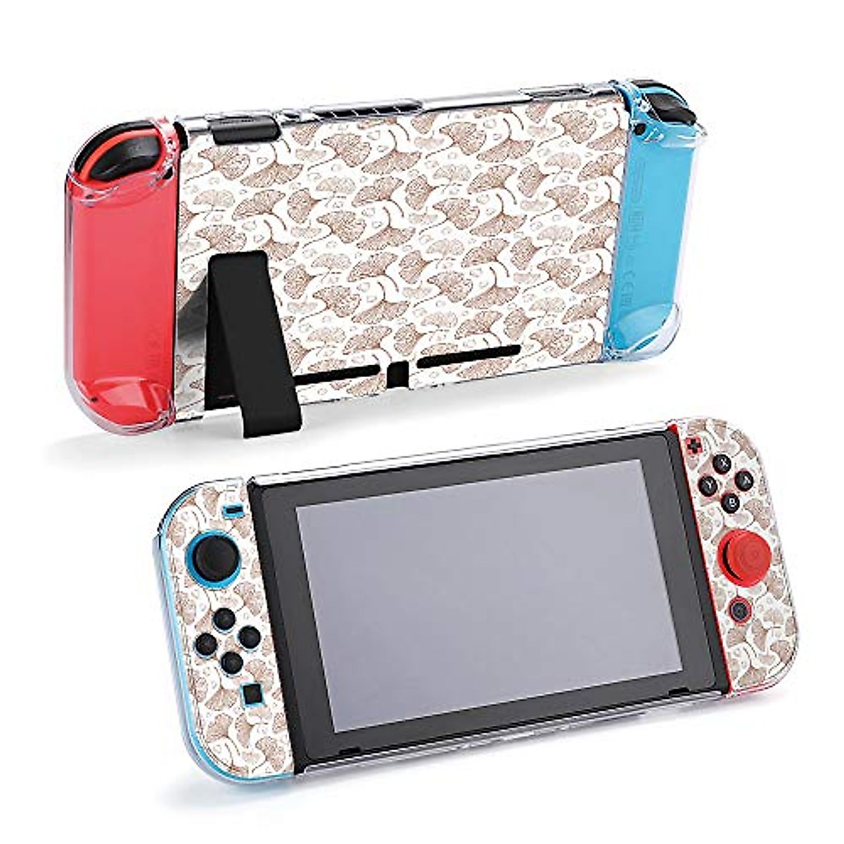 SUPNON Ginkgo Leaves Pattern On Background Protective Case Compatible with Nintendo Switch Soft Slim Grip Cover Shell for Console & Joy-Con with Screen Protector, Thumb Grips Design19309