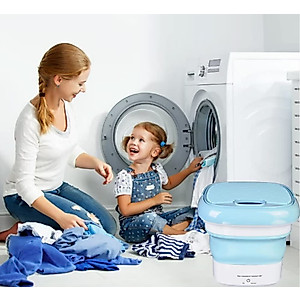 ZKFDP Portable Washing Machine,Ultrasonic Mini Washing Machine,Folding Washing Machine for Wash Baby Clothes, Apartment Dorm,Travelling，Gift for Friend or Family（Blue）