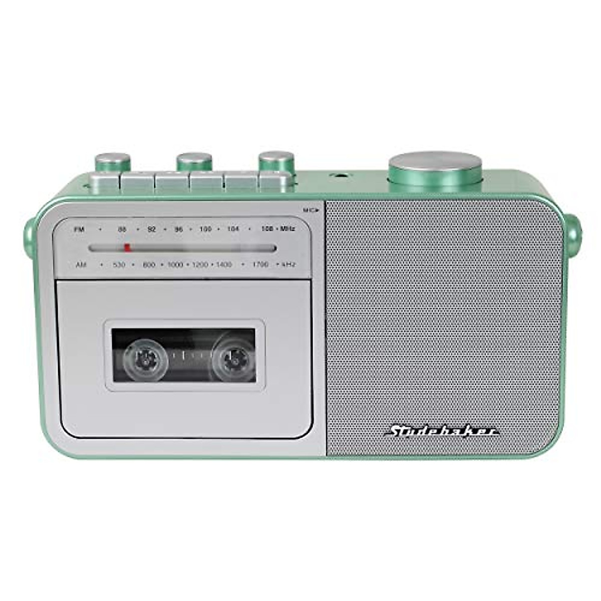 Studebaker SB2130TS Portable Cassette Player/Recorder with AM/FM Radio (Teal/Silver)
