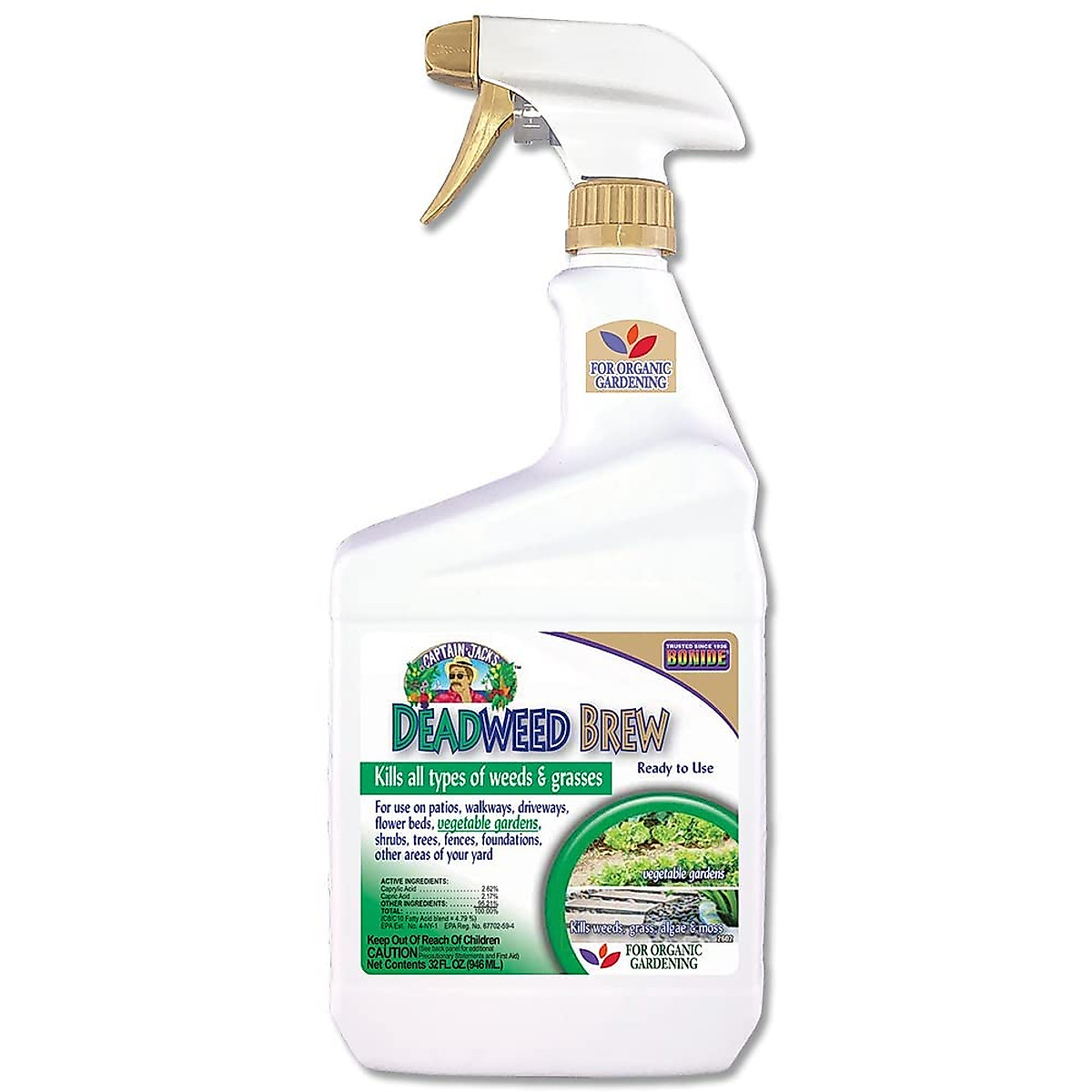 Bonide Captain Jack's Deadweed Brew, 32 oz Ready-to-Use Spray, Controls All Types of Weeds and Grasses, For Organic Gardening