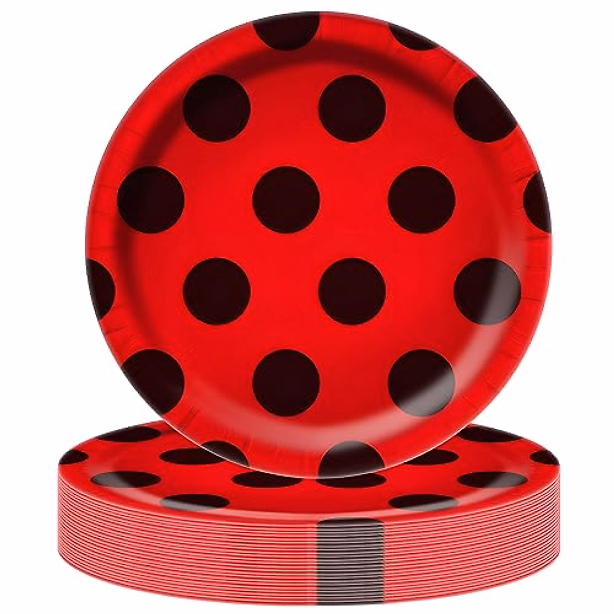 Menipros 30Pcs Ladybug Party Plates,Ladybug Birthday Party Supplies,Suitable for Girl's Birthday Party Decoration