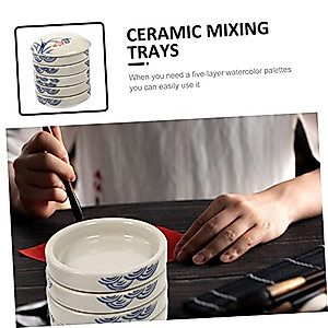 VILLCASE 3 Sets Trays Porcelain Container A Stack-able Students Water Fish White Color Paint -Layer Droplet Holding Artist Mixing Palettes Tray Dish Acrylic Coloring Oil