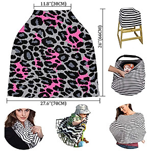Nursing Cover Carseat Canopy, Leopard Print Soft and Breathable Stroller Covers for Breastfeeding Infants, Animal Texture Multiuse-Nursing Scarf,Stretchy Babysitting Scarf