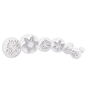 Clever Monster Snowflake Cookie Cutters Set of 6, Plunger Cutter Cake Decorating Supplies Fondant Molds Embossing Tool Snowflake Plunger Cake Cutter