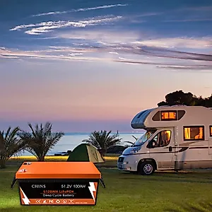 CHINS 48V 100AH Lithium Battery for Golf Cart with 48V 18A Charger, Monitor, Built-in Bluetooth 200A BMS, 48V Golf Cart Battery with 10.24kW Output, 1000A Peak Current