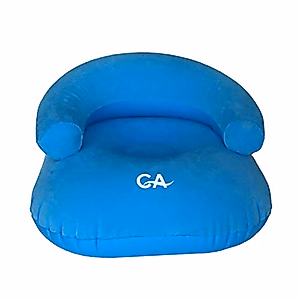 Comfort Axis Heavy Duty Inflatable Flocking Lounger Sofa, Wide Armrest Design for Kids Blue 23.5" by 23.5" by 16"