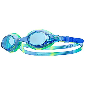 TYR Swimple Tie Dye Youth Swim Goggles, Blue/Green, Ages 3-10
