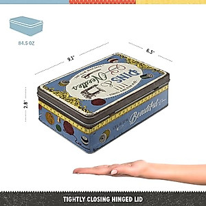 Nostalgic-Art Retro storage tin box flat, 84.5 oz, Pins & Needles Sewing Box – Gift idea for your home, metal can with lid, vintage design