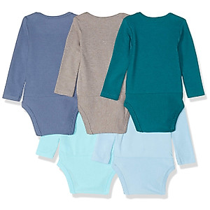 Hanes Unisex-Baby Hanes Baby Long Sleeve Bodysuit, Ultimate Flexy Bodysuits Boys & Girls, 5-Pack