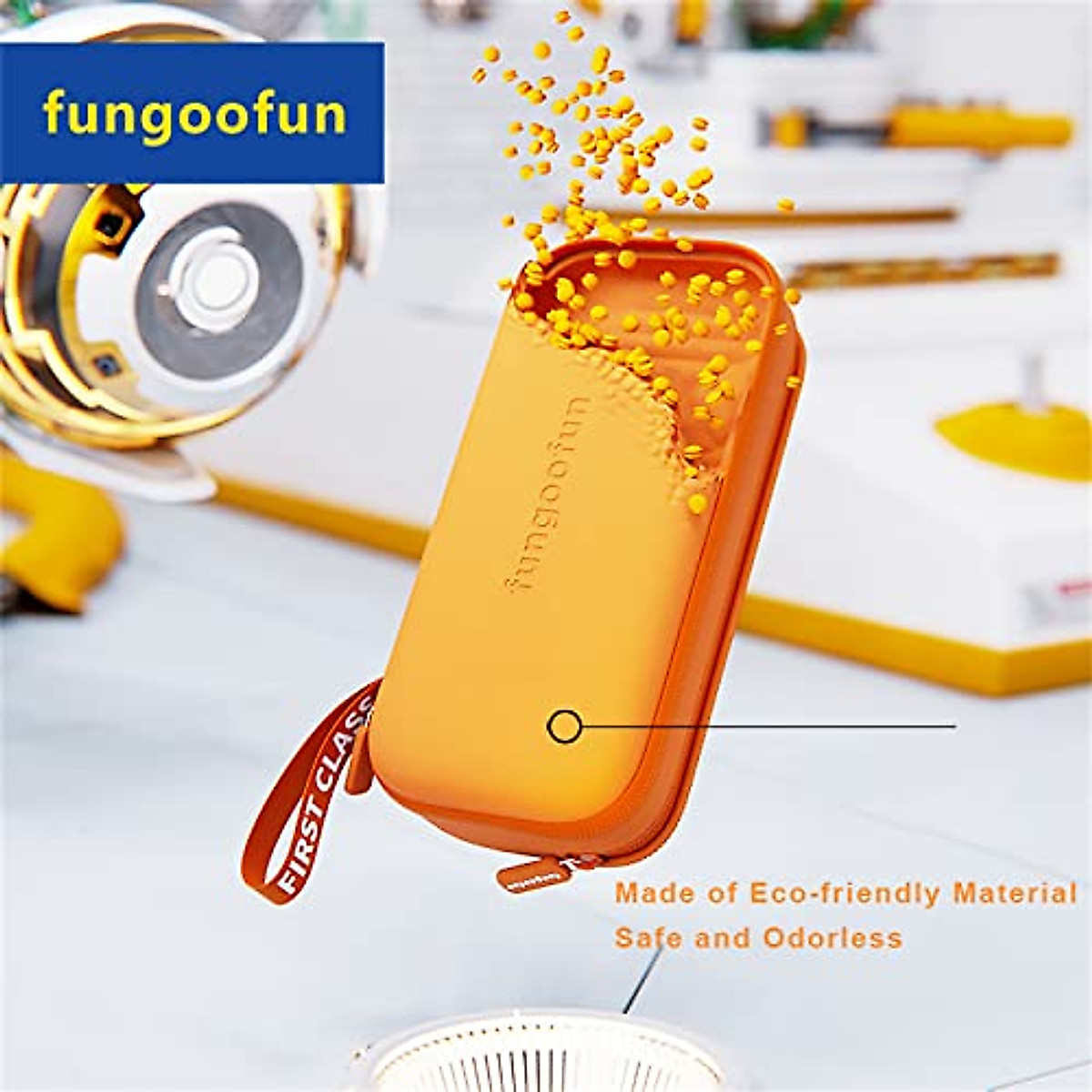 fungoofun Carrying Case Bundle for Nintendo Switch OLED and Switch Lite Console-Protective Shockproof Travel Shell Pouch,Earphone Charge Cable Accessories Switch Game Storage Bag (Orange)