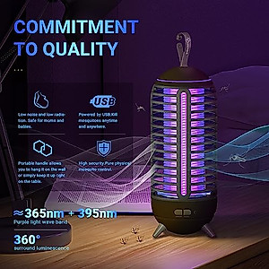 Bug Zapper Outdoor & Bug Zapper Indoor & Portable Camping Bug Zapper USB Mosquito Zapper Fly Trap,Bug Zapper Electric Trap Ideal for Fly Traps (2 Pack)