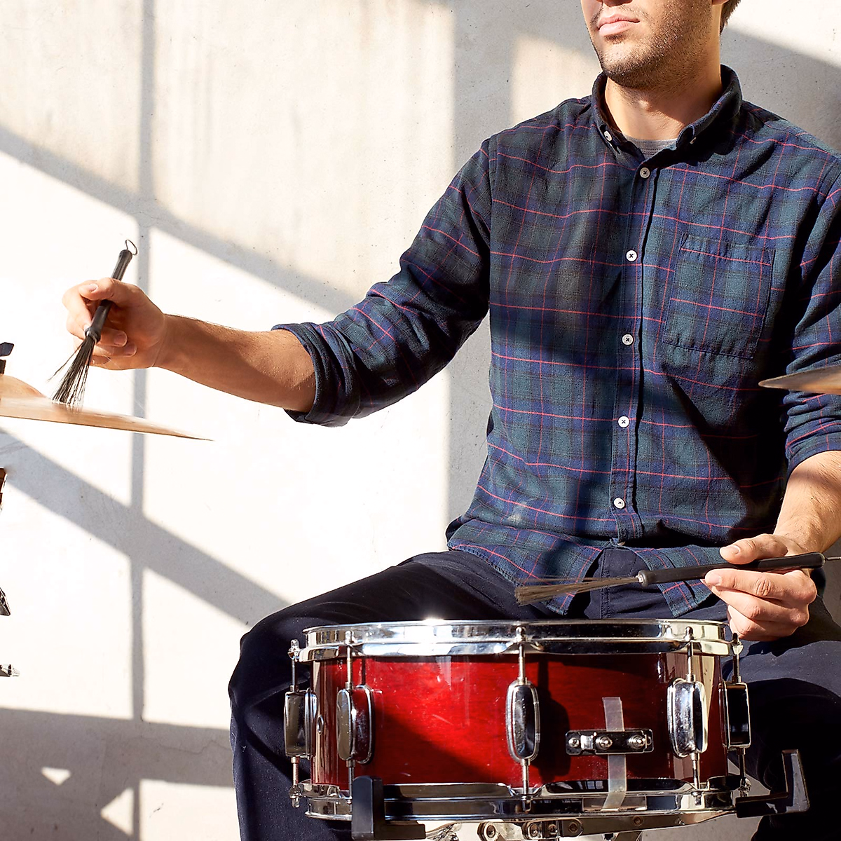 Drum Sticks Drum Wire Brushes Drum Brushes Drum Sticks Retractable Brushes Drums Sticks Drum Brushes Set for Jazz Acoustic Music Lover Gift Total 2 Pairs with Portable Storage Bag