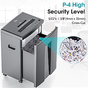 WOLVERINE 18-Sheet 60 Mins Running Time Cross Cut High Security Level P-4 Heavy Duty Paper/CD/Card Ultra Quiet Shredder for Home Office with 6 Gallons Pullout Waste Bin SD9113 (Grey ETL)