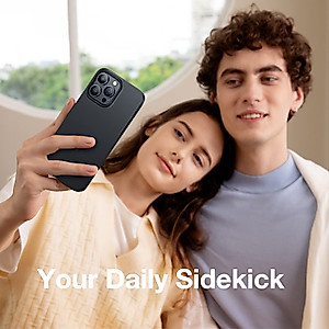 TORRAS Slim Yet Shockproof for iPhone 14 Pro Max Phone Case with 2X Tempered Screen Protectors, [Mil-Grade Drop Tested] Thinner Yet Tougher Protective iPhone 14 Pro Max Case 6.7 inch, Matte Black