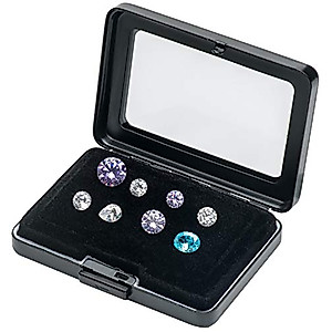 Glass Top Loose Diamond or Gemstone Display Box Case Holder Show Container Metal (Black Large Rectangle)