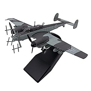 shamjina Night Version BF-110 Aircraft Model Simulation Ornament Alloy 1/100 Scale BF-110 Fighter Model Toy for Home Household Shelf Ornaments Gift