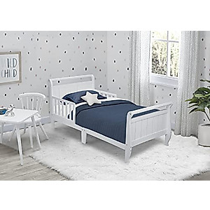 Delta Children Wood Toddler Bed Sleigh, Crib, White