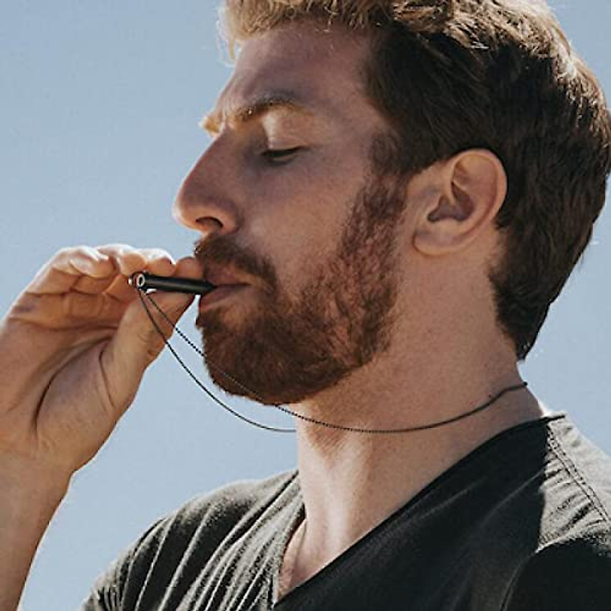 Tyniffer Breathing Necklace for Anxiety Relief the Shift Necklace Anxiety Stress Relief Items for Women Relaxation Meditation Calming Down Mindful Breathing Whistle Necklace Gift（Black）