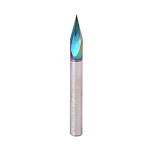 Bits&Bits - 30 Degree 2 Flute V - Groove CNC Router Bit - Made in USA - Part# 425-VG30 - Astra Coated for Extended Life