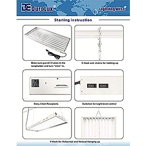 T5 HO Grow Light - 4 FT 8 Lamps - DL8048 Fluorescent Hydroponic Indoor Fixture Bloom Veg Daisy Chain