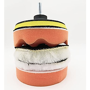 Drill polishing kit 5 inch Polishing Pad Kit Wool Polishing Pads Sponge Pads Polishing Buffer 6-Piece Set with M10 Drill Adapter