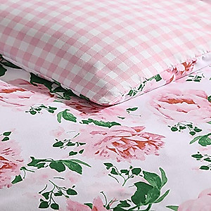 Betsey Johnson - Queen Duvet Cover Set, Reversible Bedding with Matching Shams, All Season Home Decor (Blooming Roses Pink, Queen)