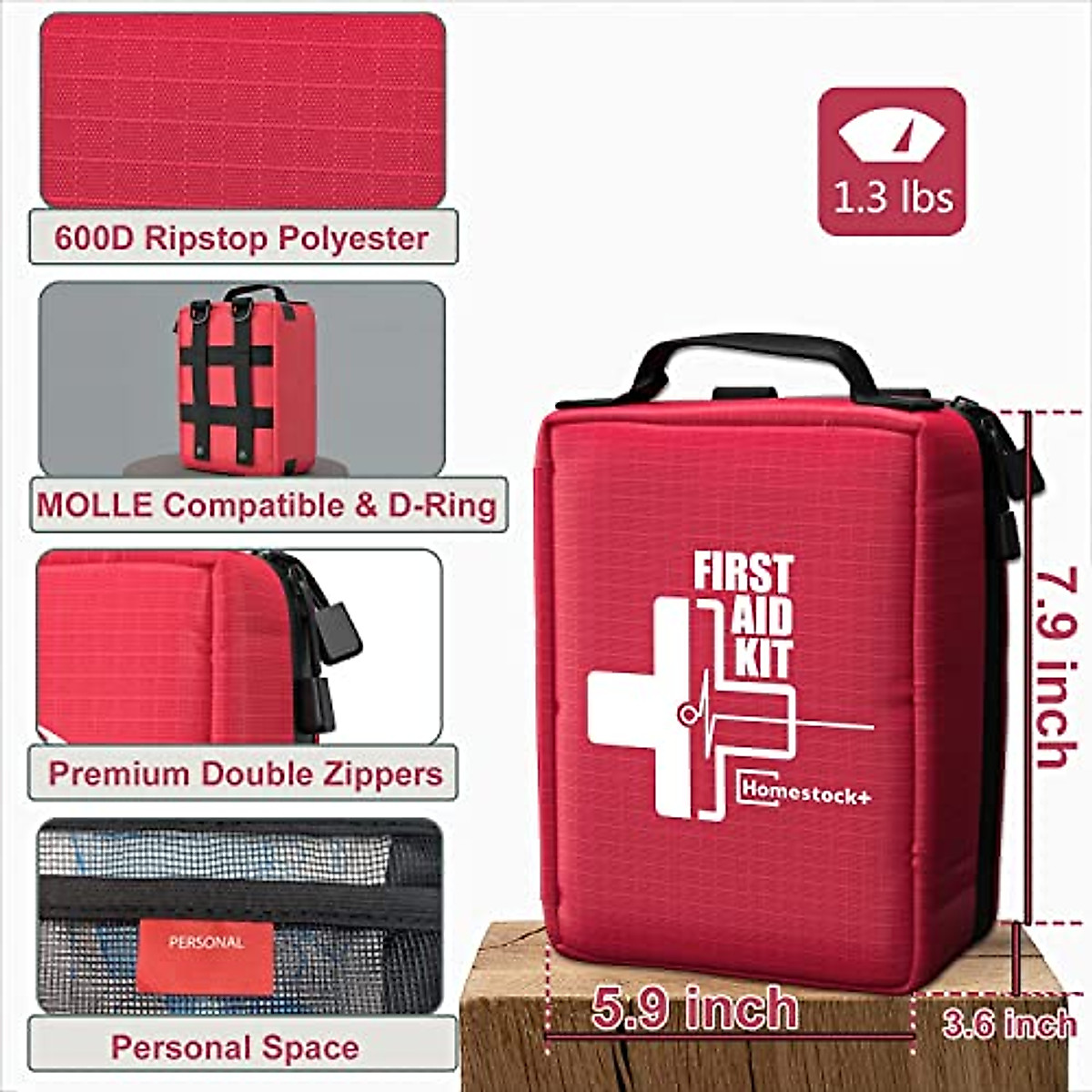[New Upgrade] Professional First Aid Kits, First Aid Trauma Kit with Labelled Compartments Molle System for Car, Hiking, Backpacking, Camping, Traveling, and Cycling