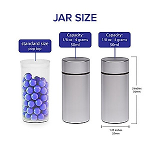 HIDE Stash Jar - Airtight Smell Proof Durable Multi-Use Portable Metal Herb Jar Container. Waterproof Aluminum Screw-top Lid Lock (Pack of 2, Silver)