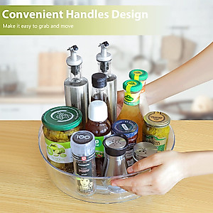 2 Pack Lazy Susan Organizer for Cabinet, Upgraded 11.5" Clear Lazy Susan Turntable with Handles and Raised Edge, Rotating Lazy Susan Spice Storage for Kitchen, Pantry, Refrigerator, Bathroom, Table