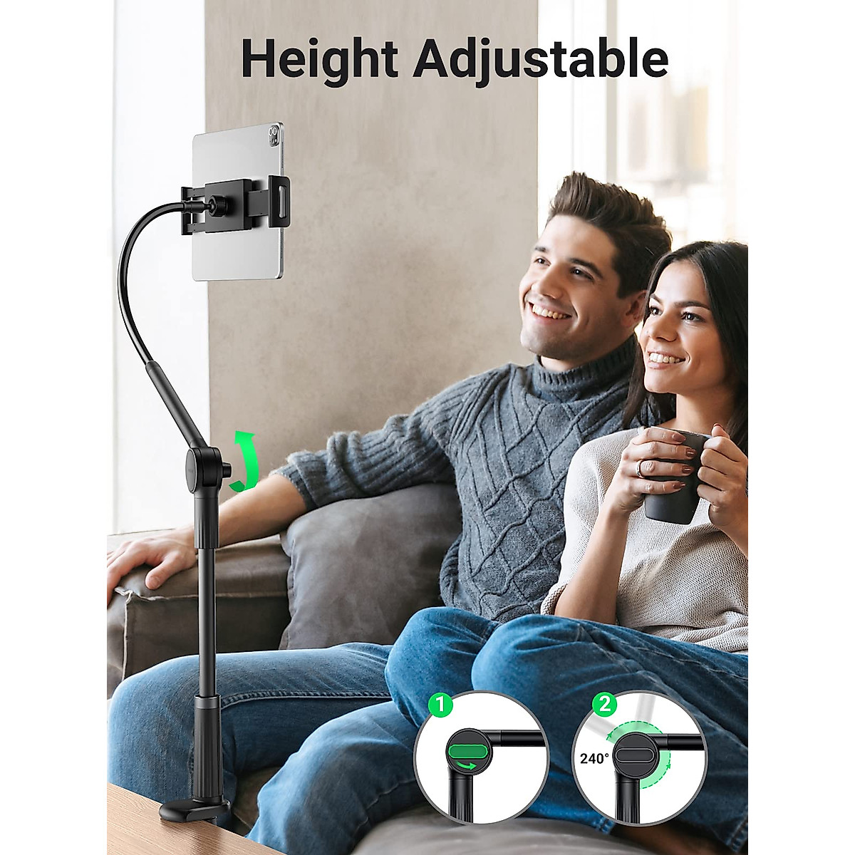 UGREEN Arm, Gooseneck, Swivel Tablet Stand for Apple iPad Pro, iPhone 6