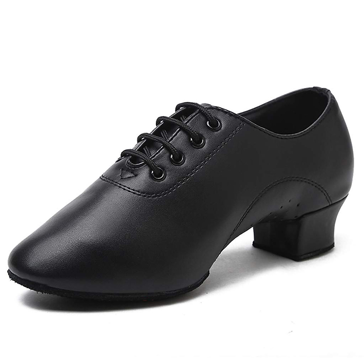 Hbeylia Womens Professional Latin Salsa Ballroom Modern Character Dance Shoes Fashion Leather Lace Up Tap Shoes Ladies Party Wedding Pump Shoes for Bride Black