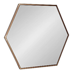 Kate and Laurel McNeer Modern Wall Mirror, 22 x 25, Bronze, Geometric Hexagon Mirror for Wall