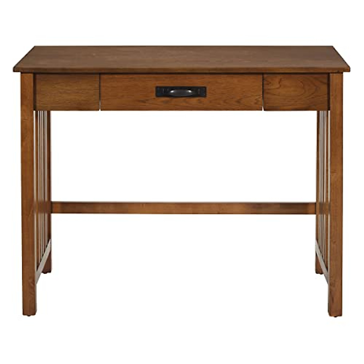 OSP Home Furnishings Sierra Writing Desk with Pull-Out Drawer and Mission Style Side Panels, Ash Brown