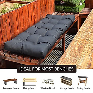 Alurzio Bench Cushion for Outdoor Indoor Furniture, 51.2X19.7Inches,1pc Set, Window Seat Cushions,Thick Recliner Chair Patio Bench Cushion, Machine Washable and Dryer, Waterproof and Durable,Black