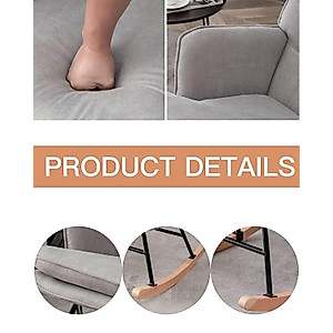 HOMMOW Nursery Rocking Chair with Ottoman, Comfortable Fabric Rocker Glider Chair with High Backrest,Grey Armchair Comfy Side Chair for Nursery Bedroom Living Room