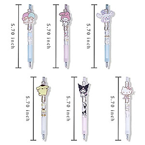 G-Ahora 6pcs Cartoon Kitty Ballpoint Pens Kawaii Kitty Cat Gel Pens Black Ink 0.5mm School Supplies(Gel-slo A)