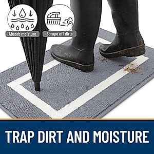 OLANLY Indoor Door Mat, 20x32, Non-Slip Absorbent Resist Dirt Entrance Rug, Machine Washable Low-Profile Inside Entry Door Rugs for Entryway, Grey