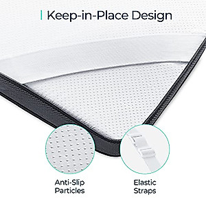 LINSY LIVING Queen Mattress Topper, 2-Inch Gel Memory Foam Mattress Topper for Queen Size Bed, High Density Foam for Pain Relief, Breathable and Washable Cover with Straps, CertiPUR-US