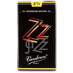 Vandoren SR4125 Alto Sax ZZ Reeds Strength 2.5; Box of 10