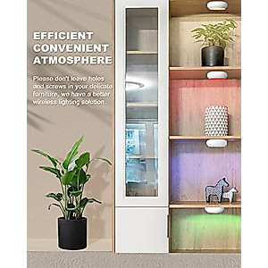 GANA Puck Lights with Remote, Wireless RGBW LED Under Cabinet Lights, 700mAh USB-C Rechargeable Battery Operated Tap Lights, Timed Off, 7 Colors & 3 Modes Dimmable for Closet Bedroom Stairs (1Pack)