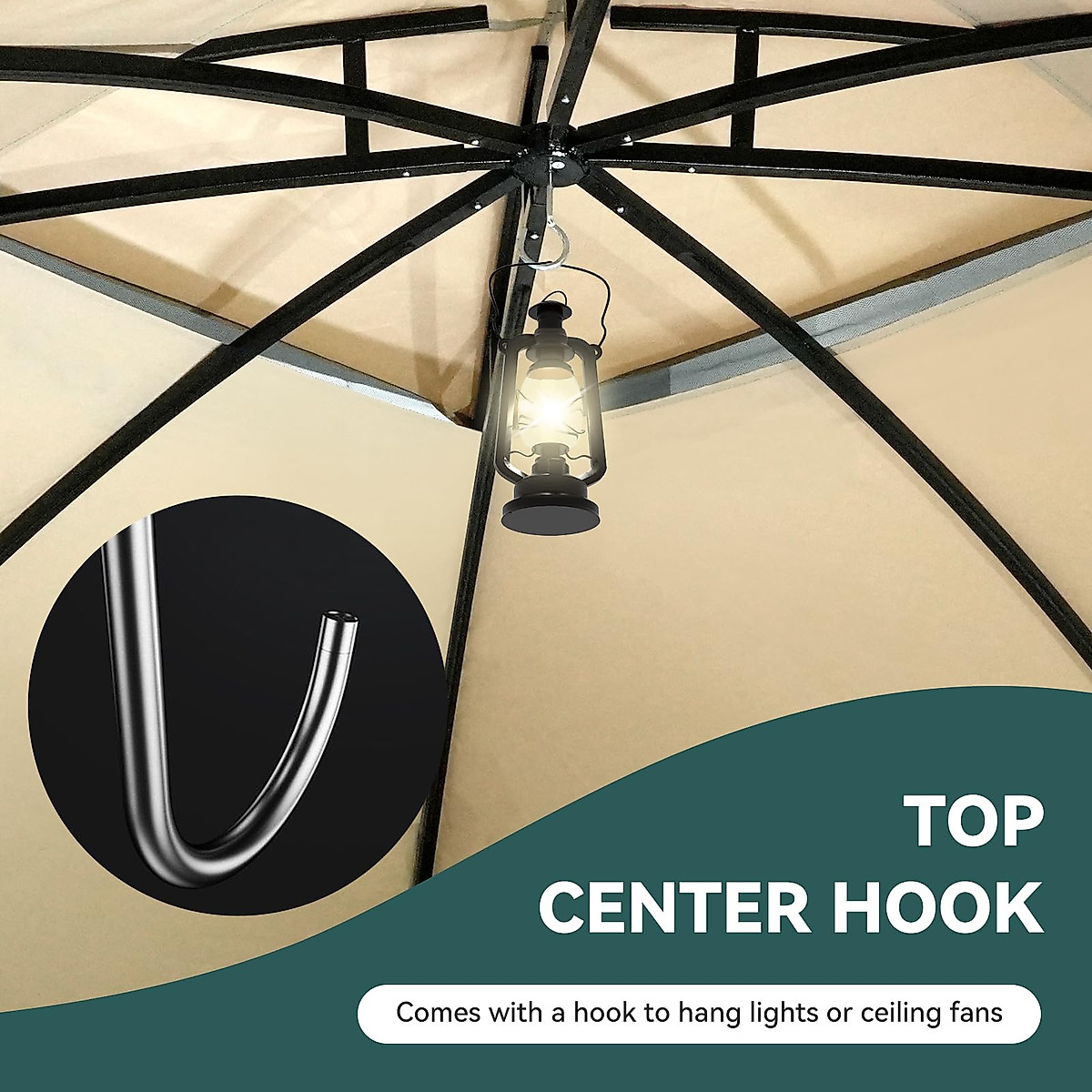 FUNG YARD 10x12 Outdoor Gazebo, Double Roof Patio Gazebo with Mosquito Netting & Curtains, Sturdy Steel Frame, Sun & Waterproof, Perfect for Backyard, Garden, Party, (Khaki)